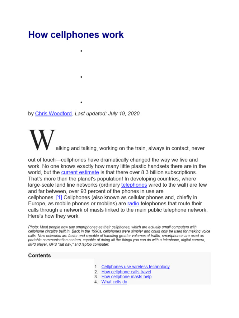 Working of Mobile Phones and Personal Digital Gadgets Notes | PDF ...