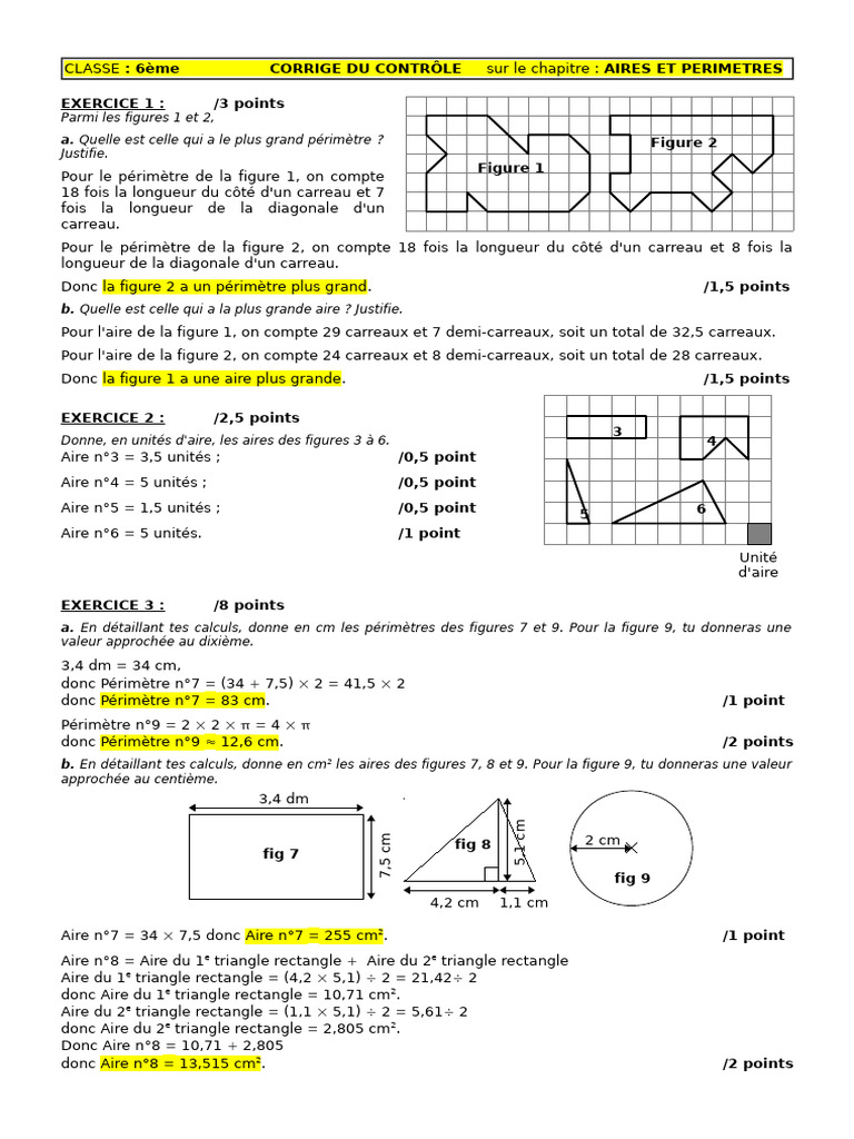 Aires et Périmètres en 6ème | PDF | Géométrie | Géométrie euclidienne
