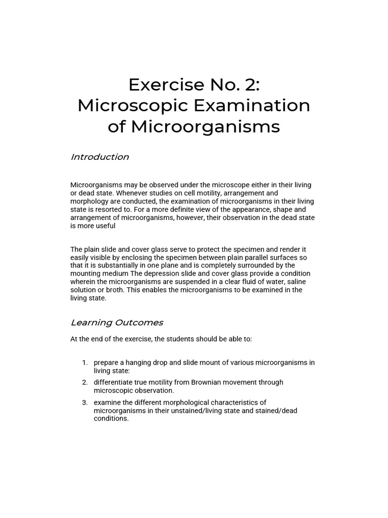 Exercise 2 | PDF | Microorganism | Microscopy