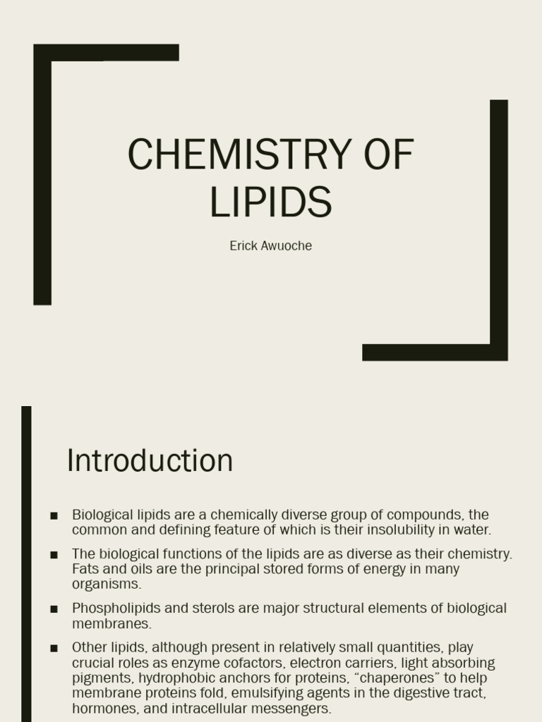 Chemistry of LIPIDs | PDF | Lipoprotein | Lipid