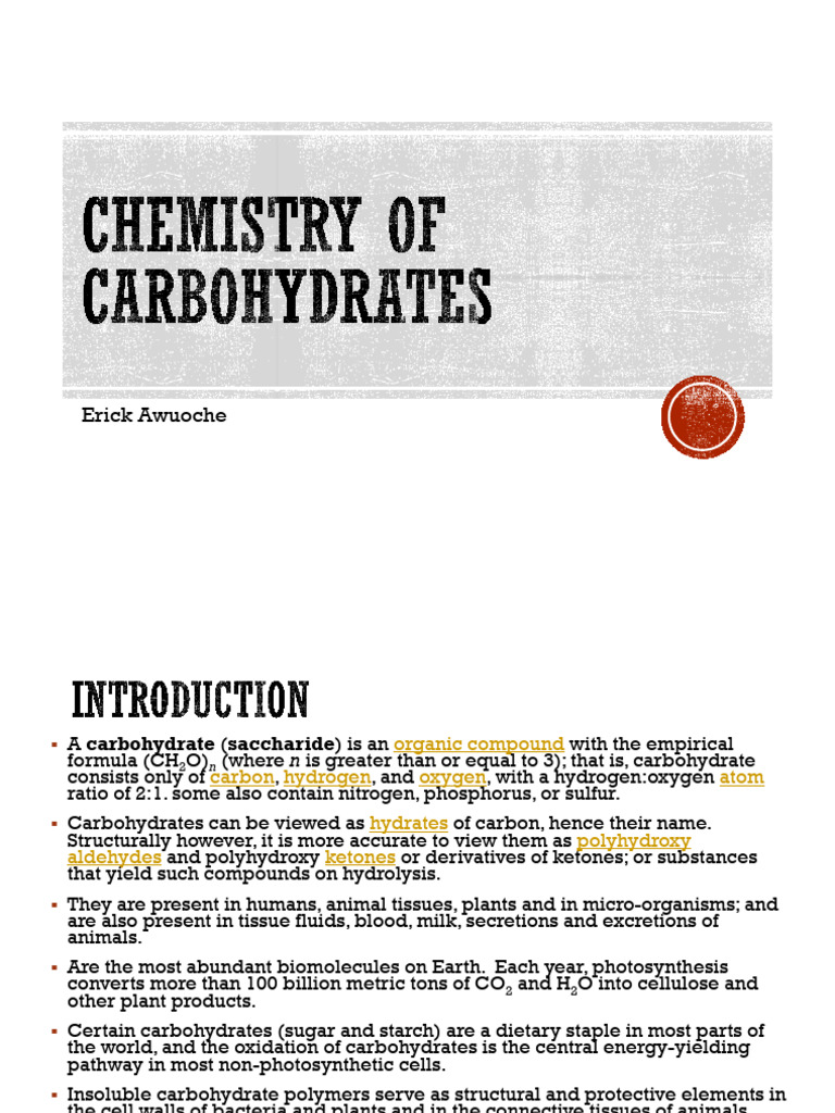 Chemistry of Carbohydrates | PDF | Carbohydrates | Glucose