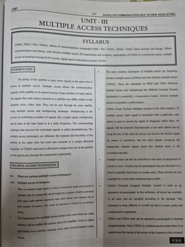 Satellite communication Notes unit -3 | PDF
