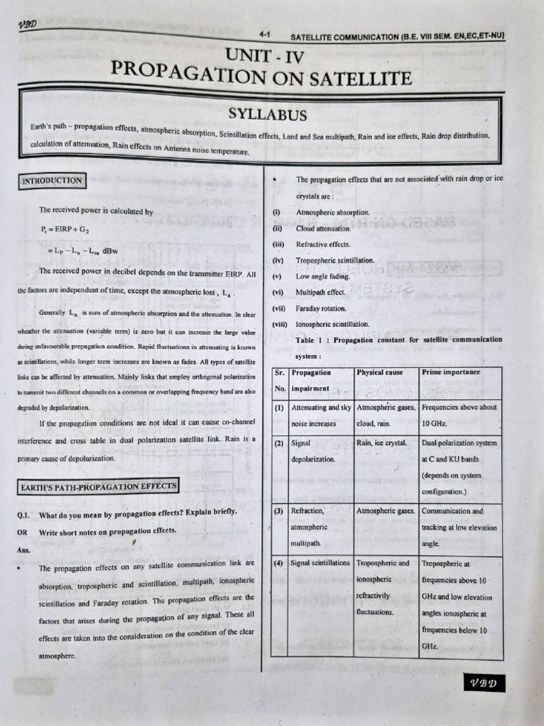 Satellite communication Notes unit -4 | PDF