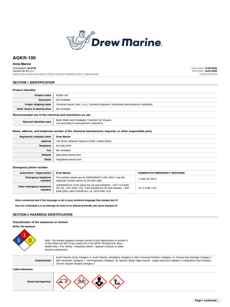 Agk-100 SDS | Download Free PDF | Toxicity | Personal Protective Equipment