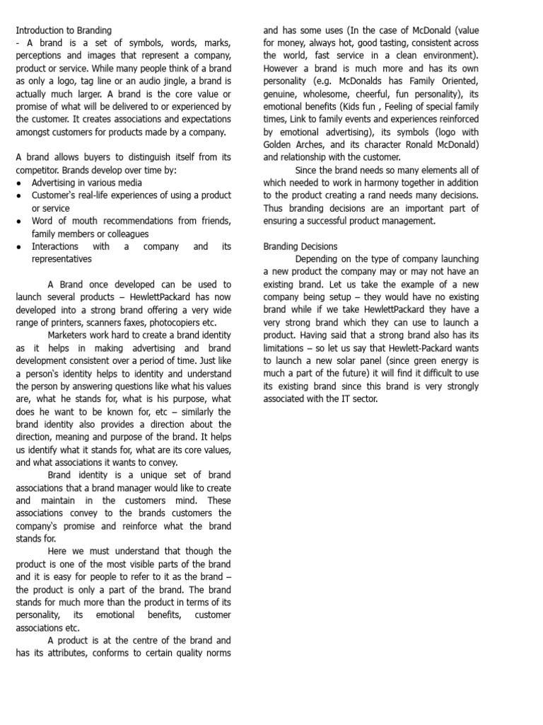 Introduction To Branding | PDF | Brand | Hewlett Packard