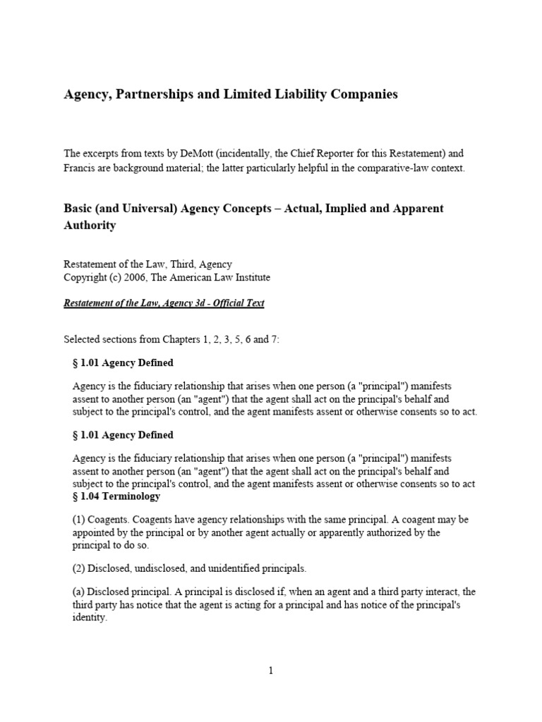 Agency Staturoy Provisions and Materials - 15895 | PDF | Law Of Agency ...