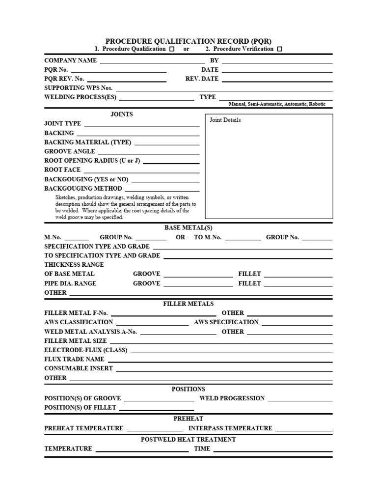 Procedure Qualification Record (PQR) : Joint Details | PDF | Welding | Construction