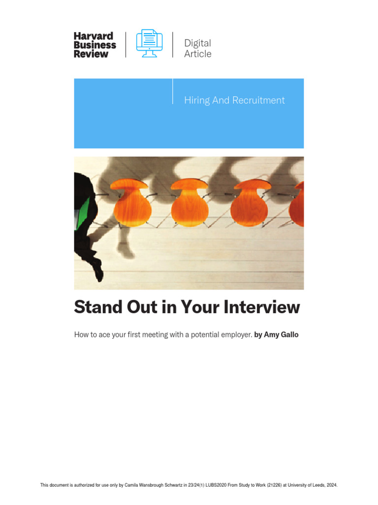 Stand Out in Your Interview | PDF | Job Interview