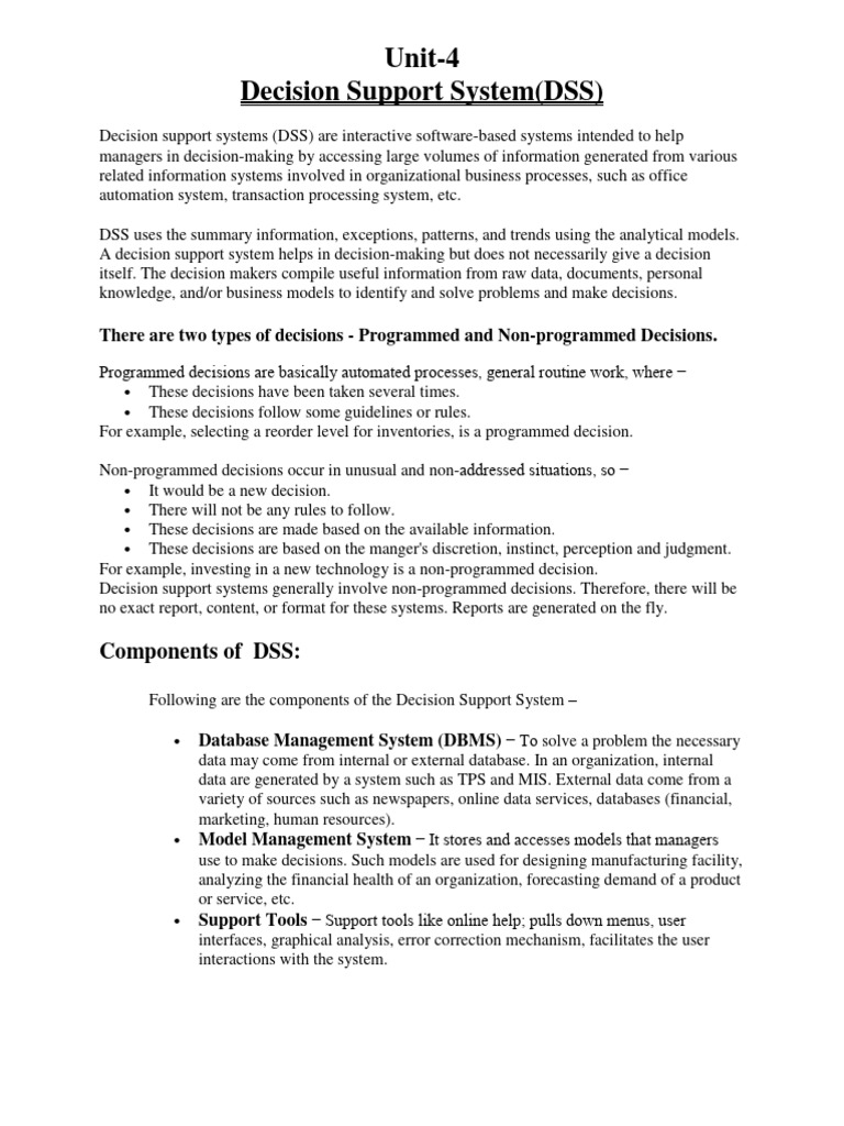 Bcom1 Paper1 Unit4 | PDF | Decision Support System | Information