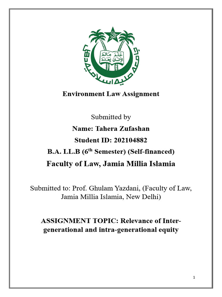 Relevance of Inter-Generational and Intra-Generational Equity | PDF ...