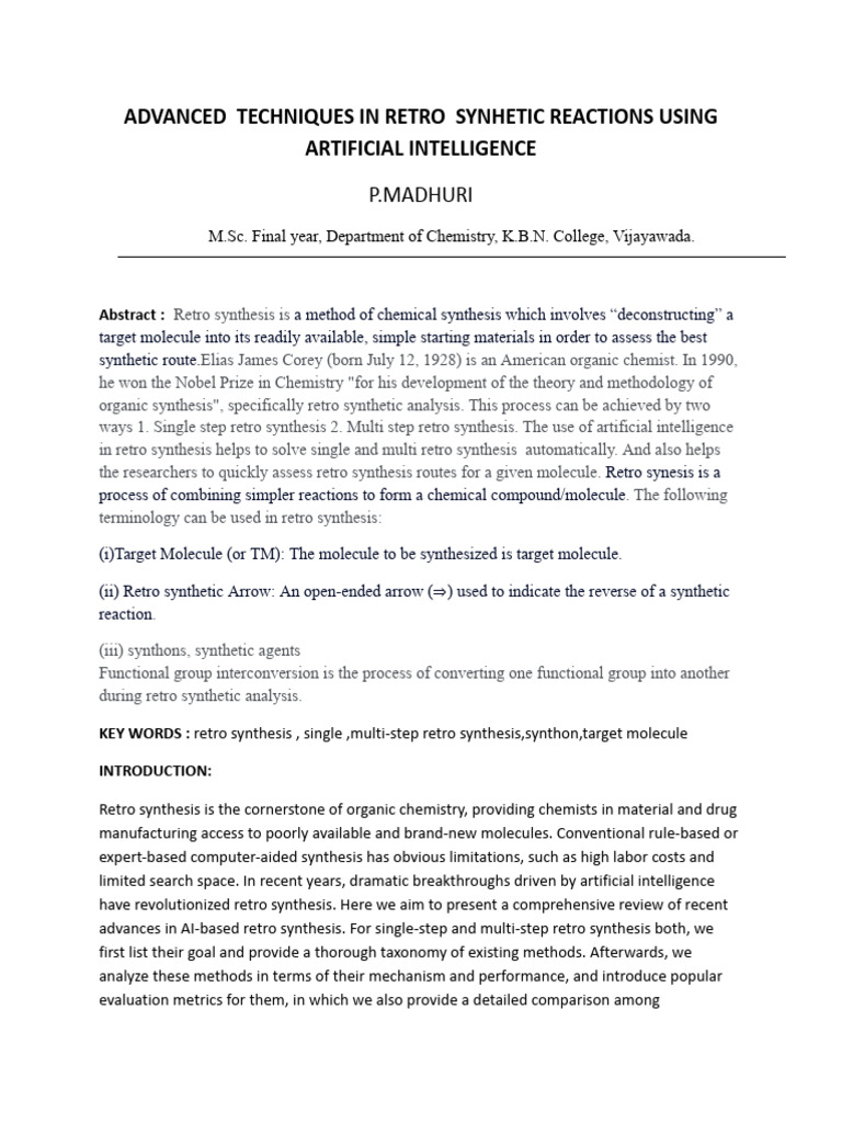 Share RETRO SYNTHESIS Documt-1 | PDF | Organic Synthesis | Chemical Reactions