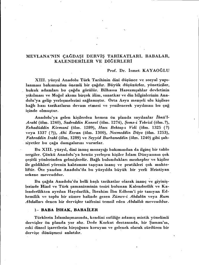 MevlanaNin Cagdasi Dervi S Tari Katlari | PDF