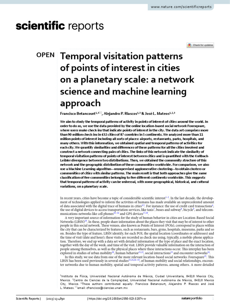 Temporal Visitation Patterns FourSquare | PDF | Machine Learning | Cluster Analysis