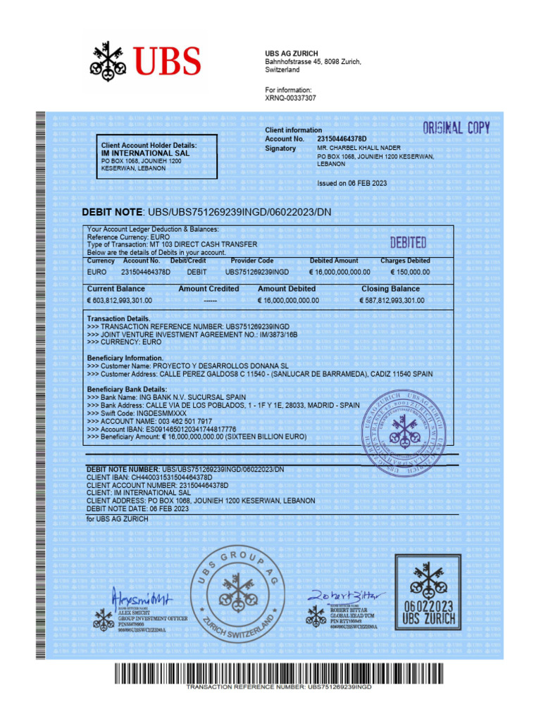 Debit Note | PDF | Debits And Credits | Ubs