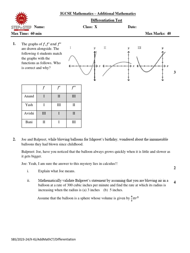 Differentiation Test | Download Free PDF | Derivative | Curve