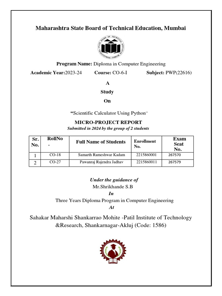 PWP Micro Project B | PDF | Python (Programming Language) | Object Oriented Programming