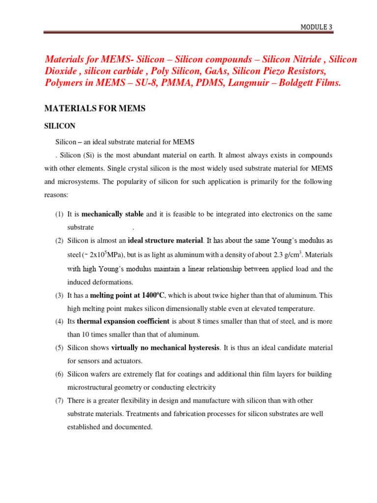 Module3-part 2 | PDF | Poly(Methyl Methacrylate) | Silicon