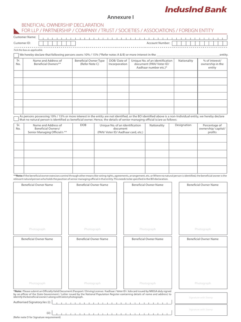 Beneficial Ownership Declaration | PDF | Identity Document | Ownership