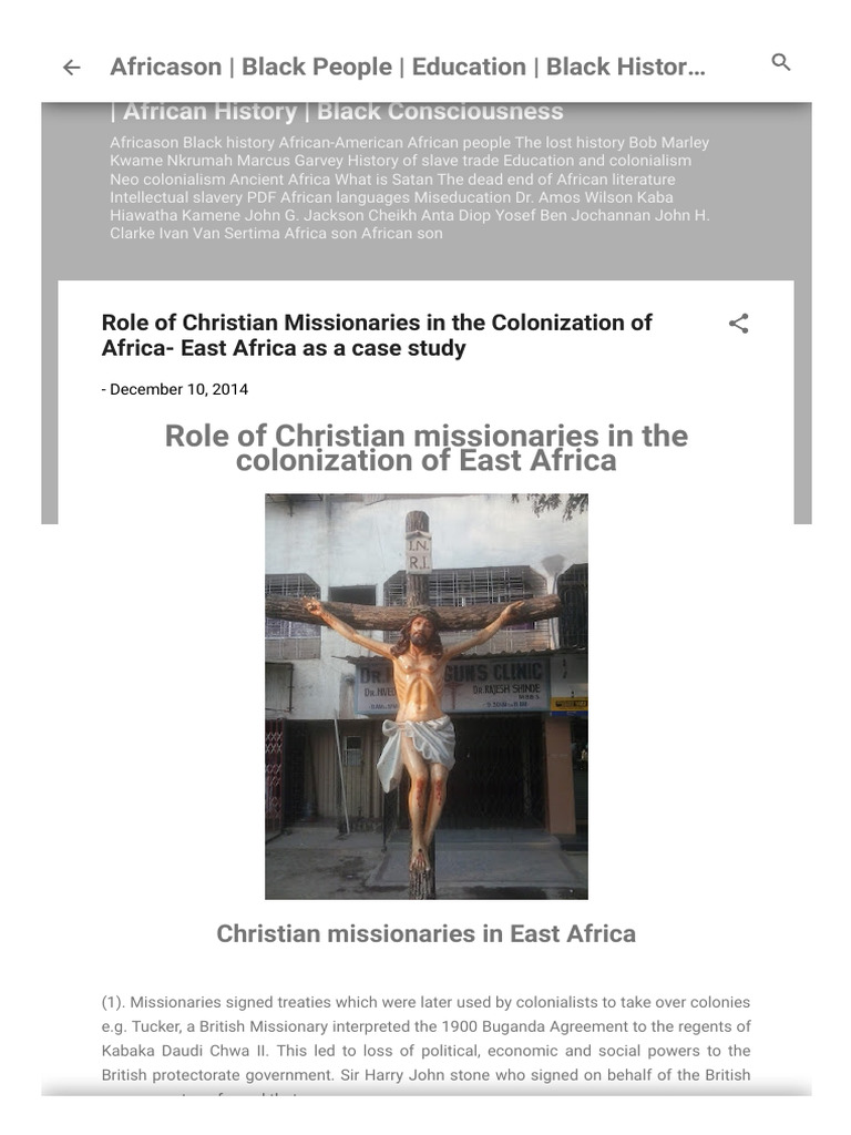 Role of Christian Missionaries in The Colonization of East Africa | PDF ...