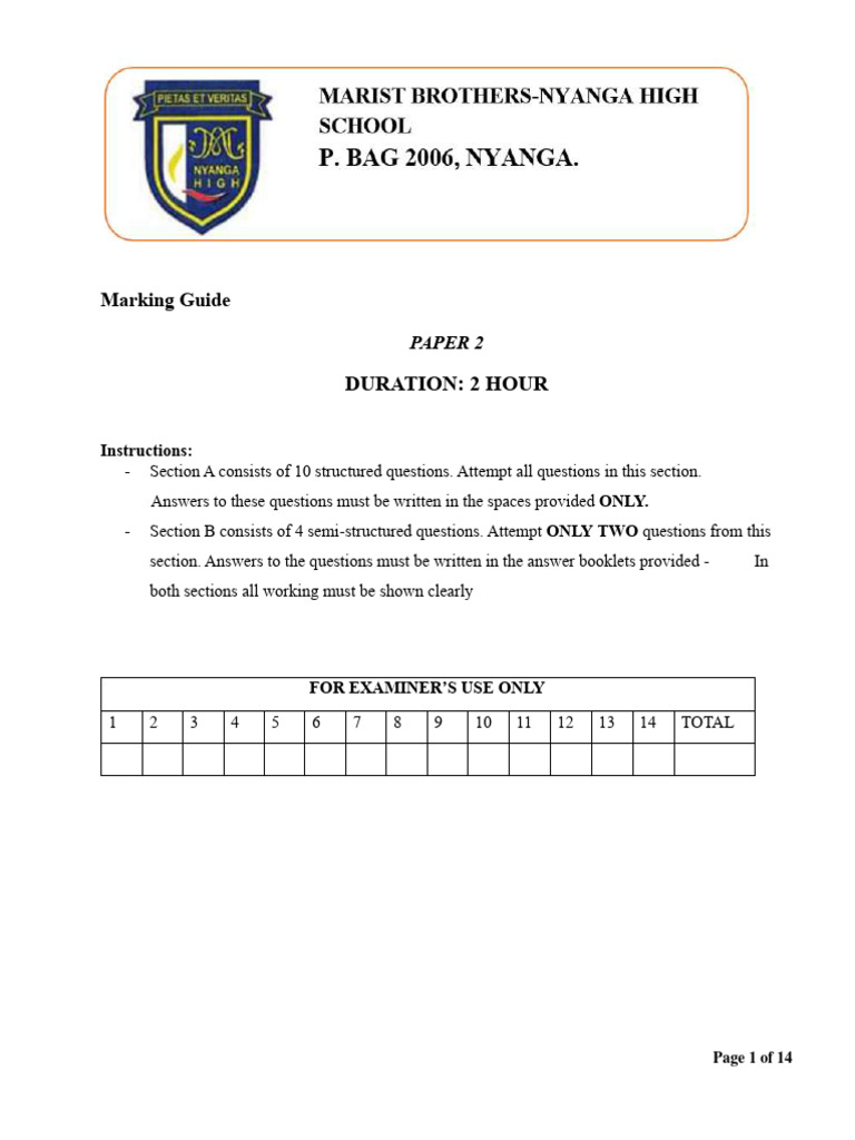 Marking Guide For Getting Ready For Zimsec - 231108 - 204409 | PDF ...