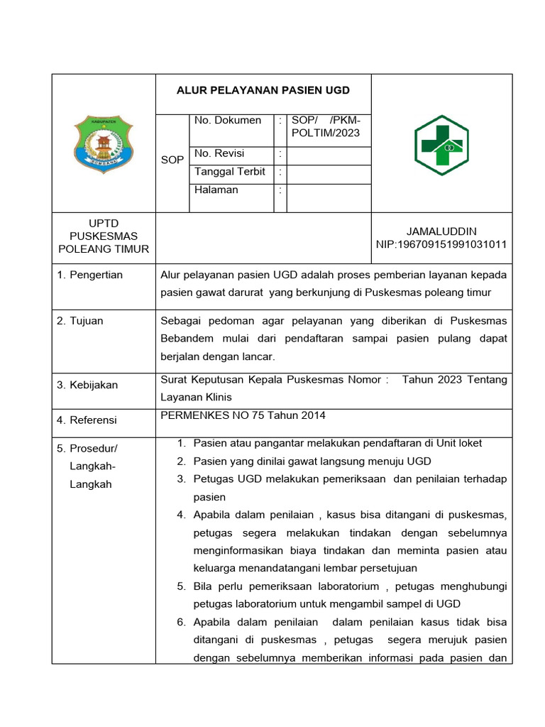 Alur Pelayanan Pasien Ugd Fix | PDF