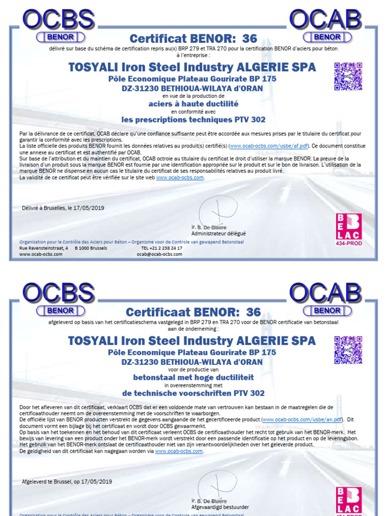 Ocab Benor - Belac Belgique | PDF