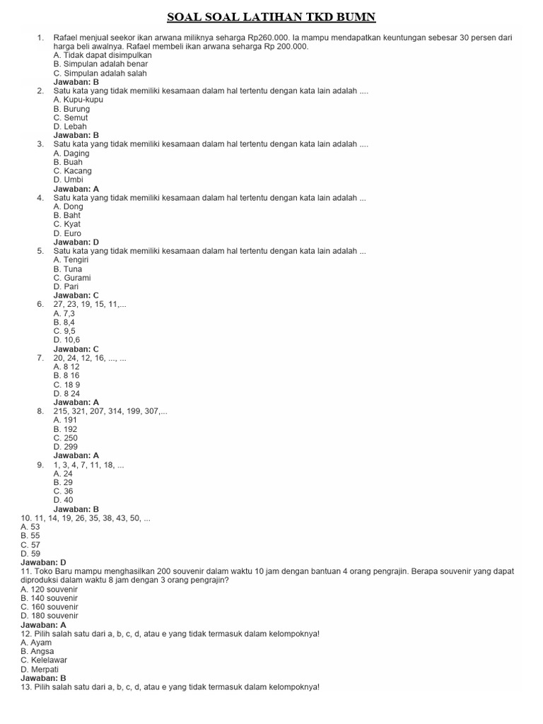 Soal Latihan TKD BUMN | PDF