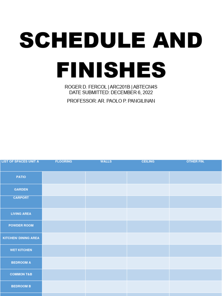 SCHEDULE&FINISHES | PDF | Flooring | Tile