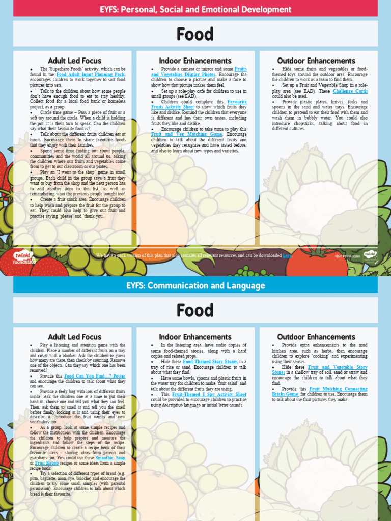 EYFS Food Lesson Plan Activities | PDF | Foods | Vegetables