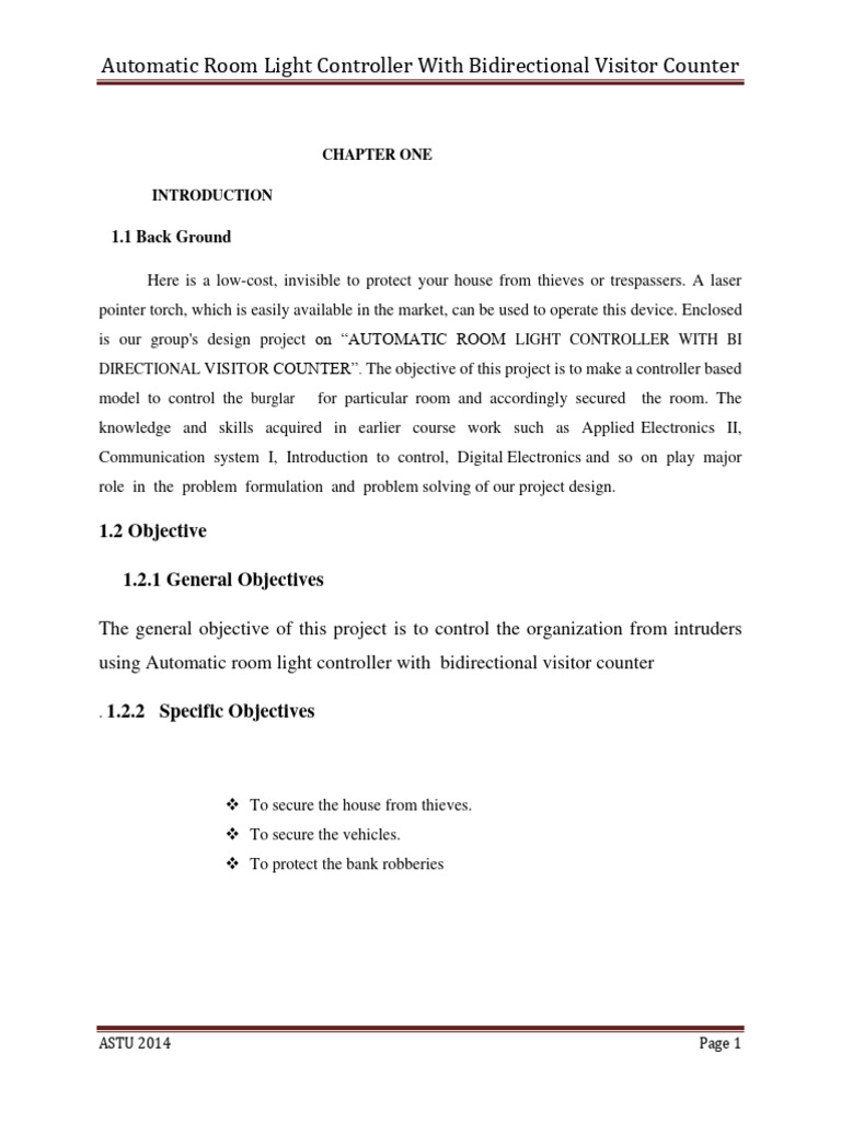 Automatic Room Light Controller With Bidirectional Visitor Counter ...