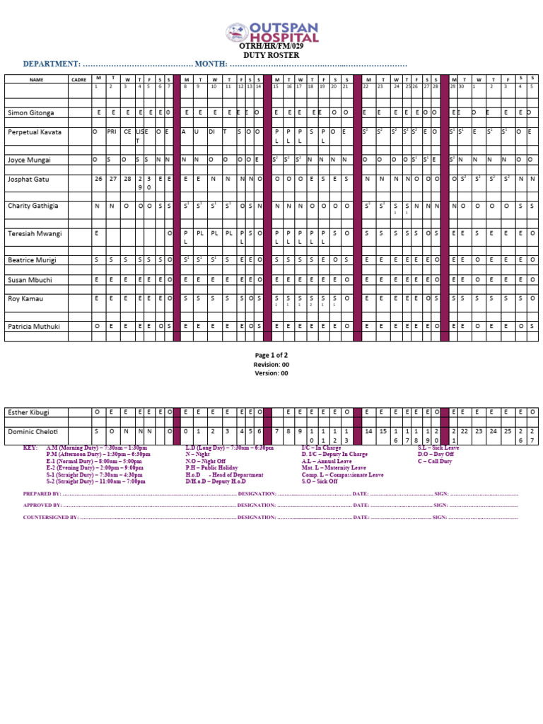 Duty Roster Ict Nov 2023 | PDF