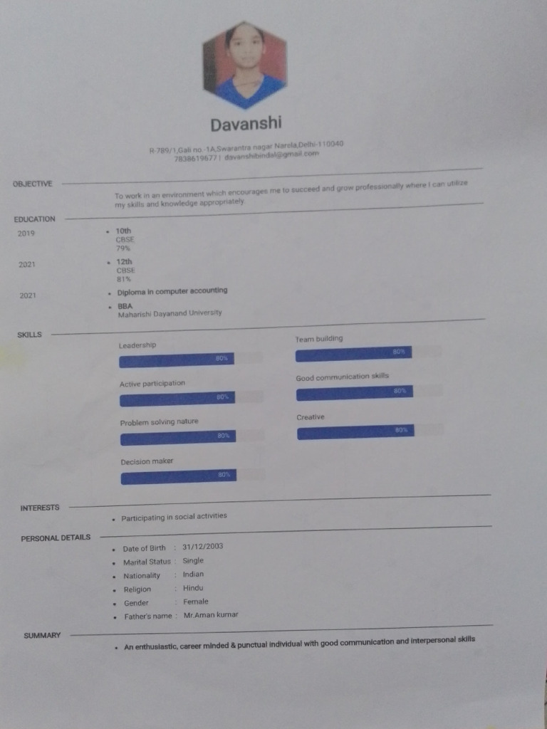 Davnshi. resume | PDF | Social Psychology | Cognition