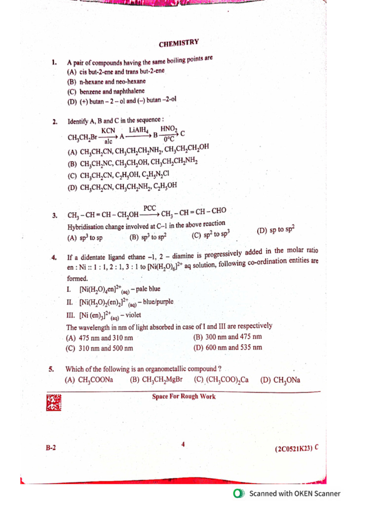 Kcet Chemistry Question Paper 2023 2281 | PDF