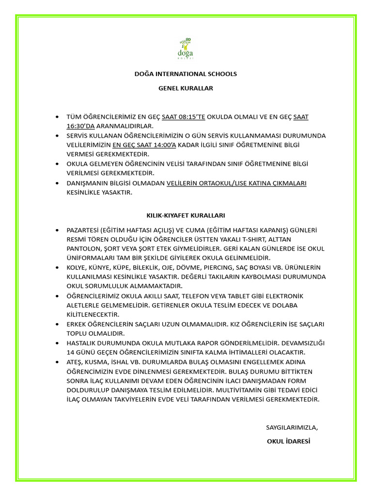 Okul Kurallari (Kolej) | PDF | Softlines (Retail) | Clothing