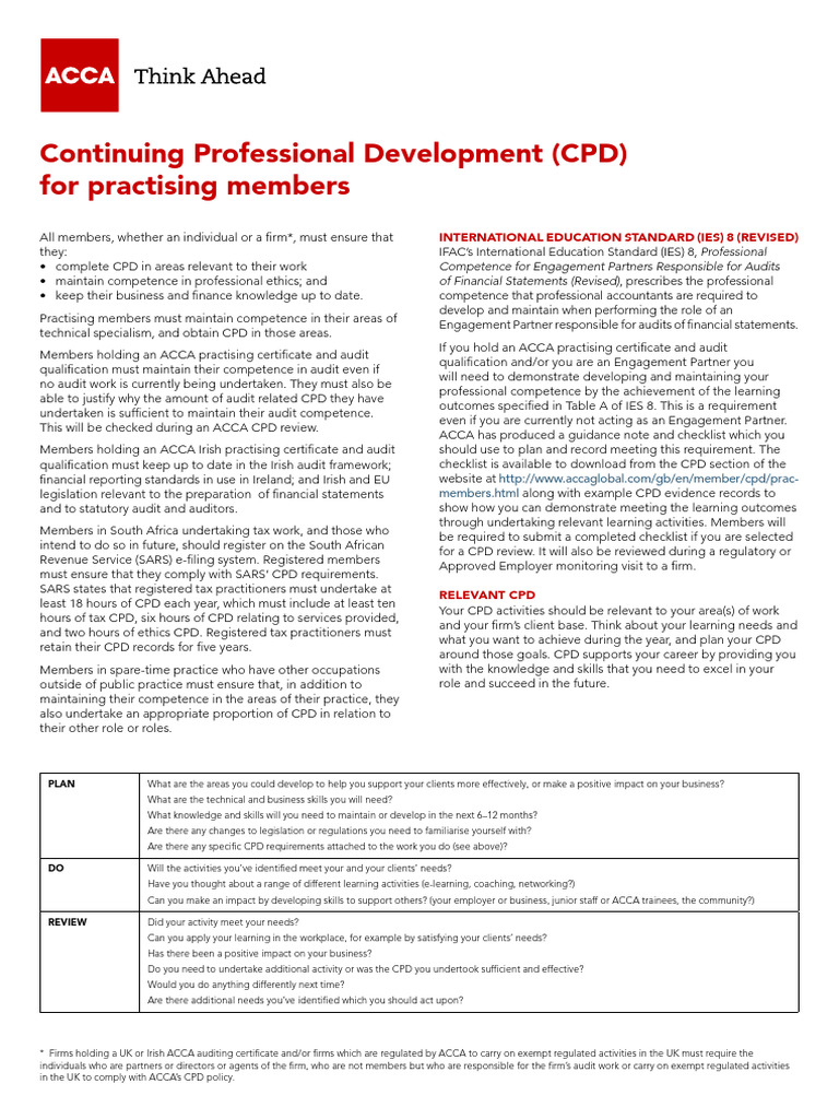 CPD For Practising Members 2023 | PDF | Professional Development | Audit