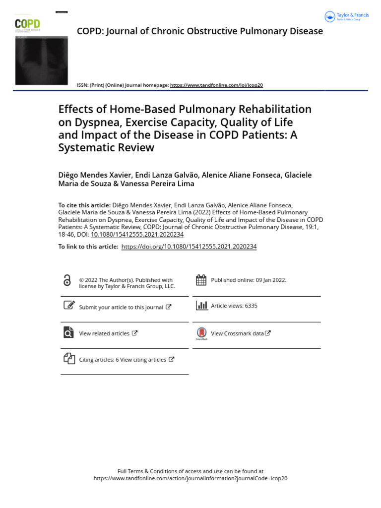 Effects of Home-Based Pulmonary Rehabilitation on Dyspnea Exercise Capacity Quality of Life and ...