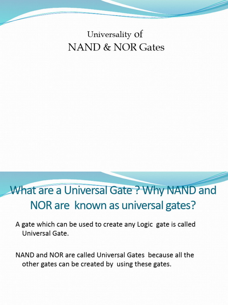 Universality of Nand & Nor | PDF | Logic Gate | Digital Electronics