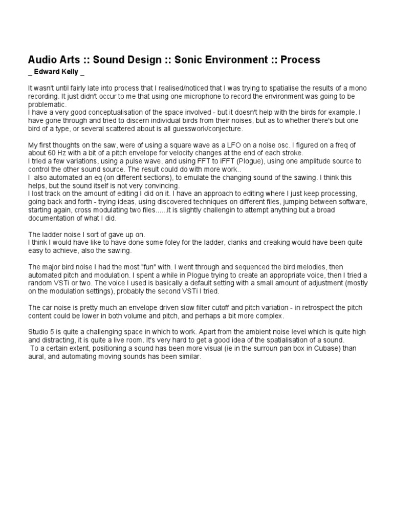 Process | PDF | Pitch (Music) | Sound
