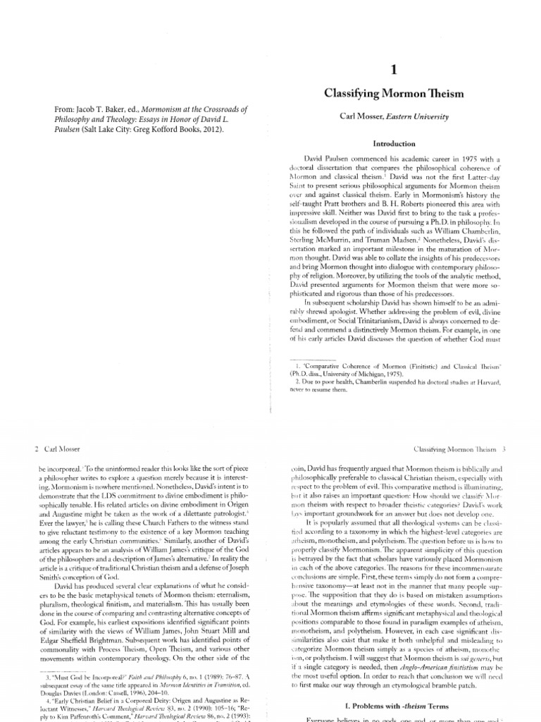Classifying Mormon Theism | PDF | Theism | Monotheism