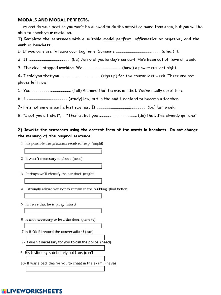 Modals and Modal Perfects | PDF