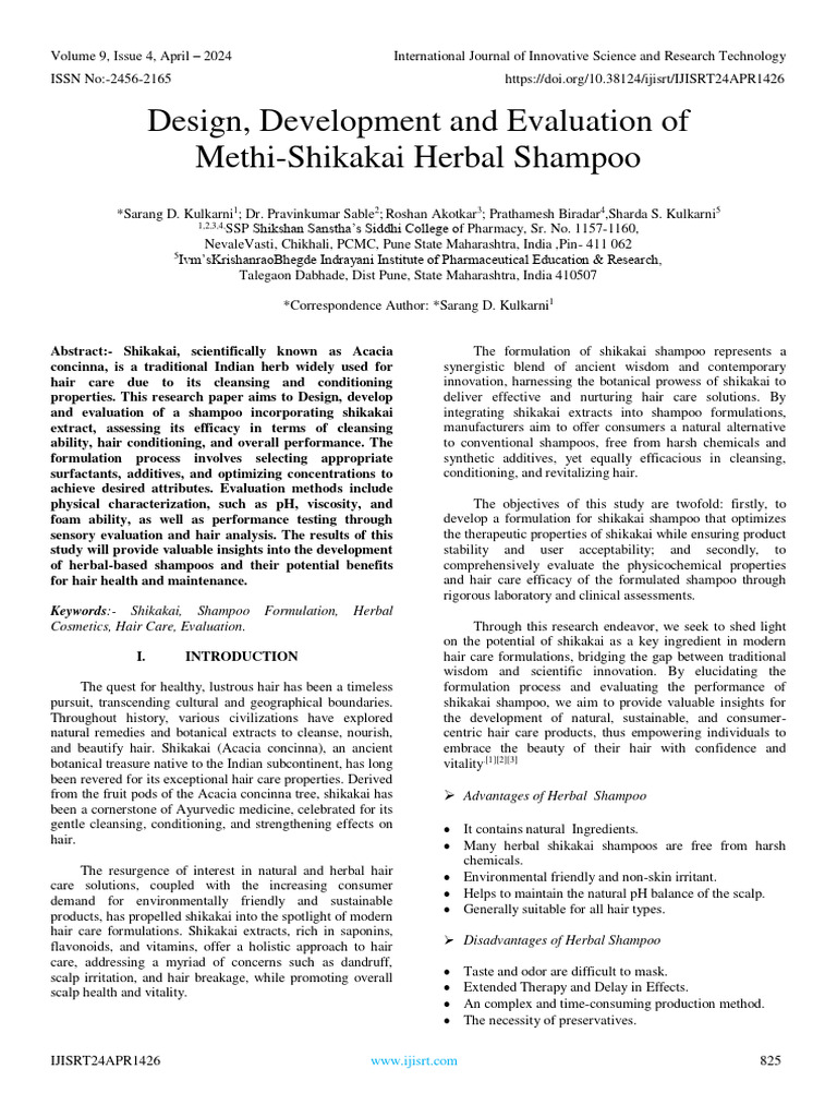 Herbal Methi-Shikakai Shampoo Study | PDF | Shampoo | Ph
