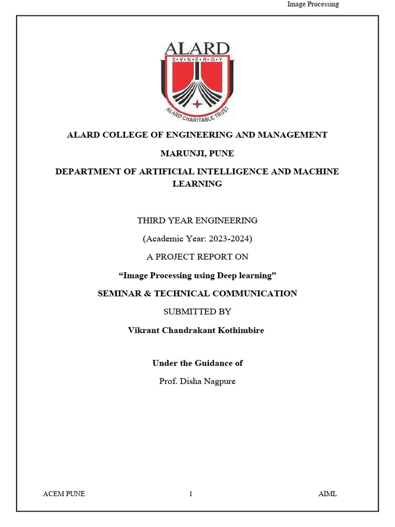 Seminar Image Processing | PDF | Computer Vision | Deep Learning