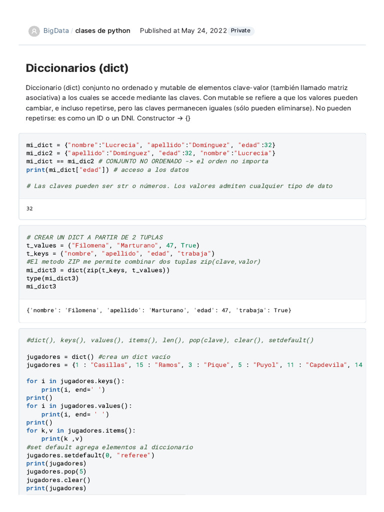 Diccionarios | PDF | Python (lenguaje de programación) | Ingeniería de ...