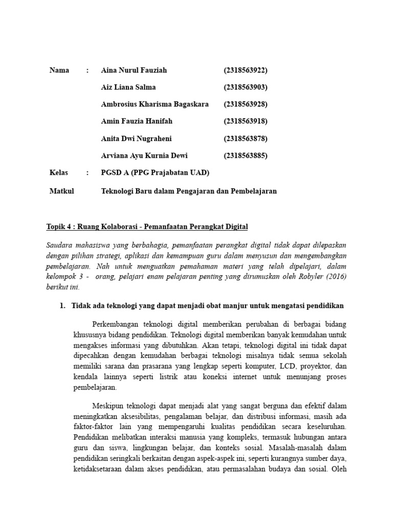 Ruang Kolaborasi Topik 4 TBPP | PDF