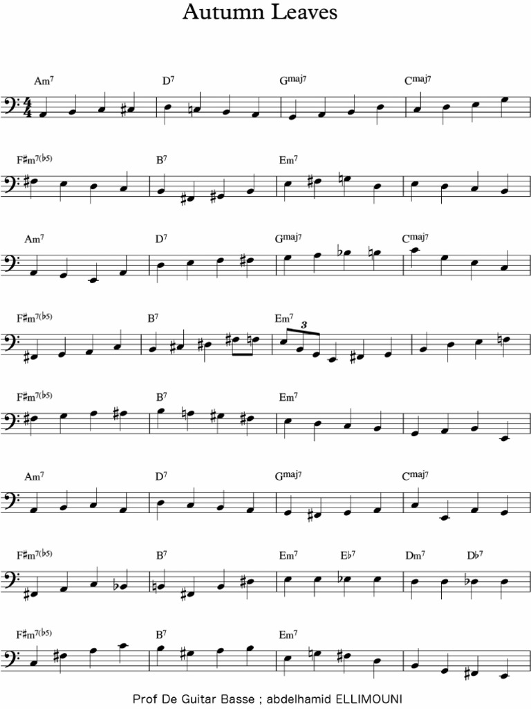 Autumn Leaves Bass Line Full Score | PDF