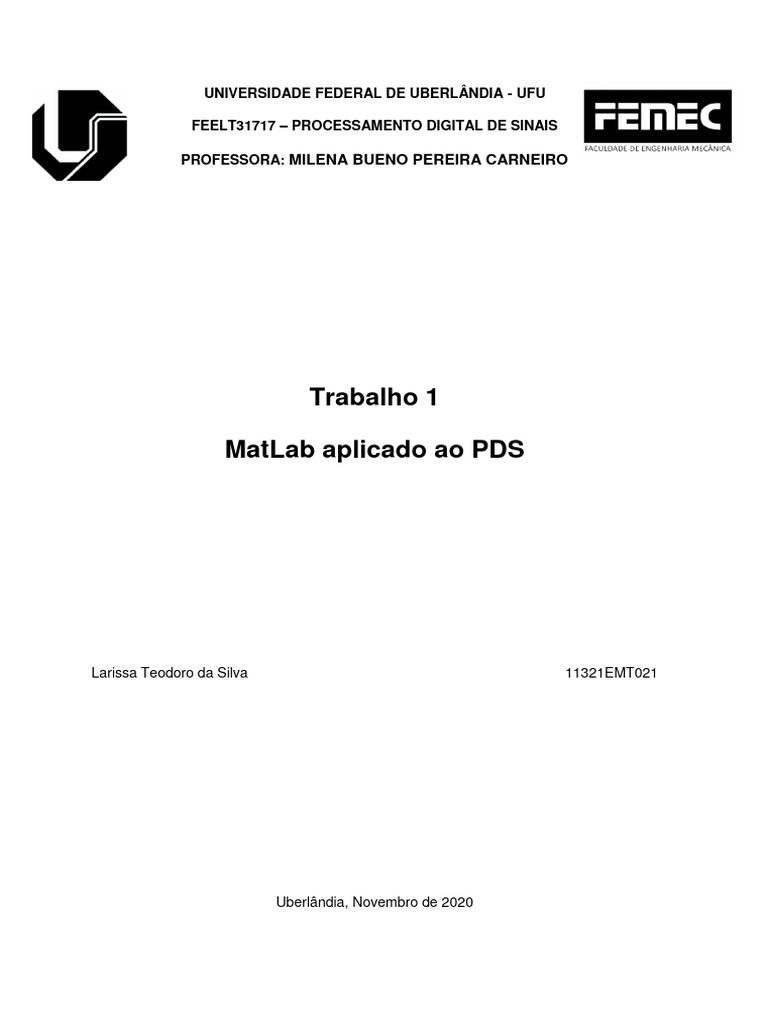 Trabalho 1 | PDF | Matlab | Matriz (Matemática)