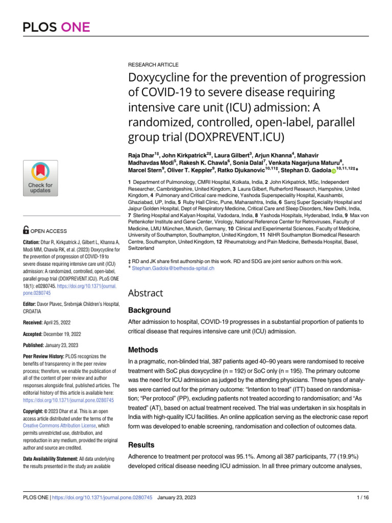 Doxycycline 2 | PDF | Intensive Care Unit | Intensive Care Medicine