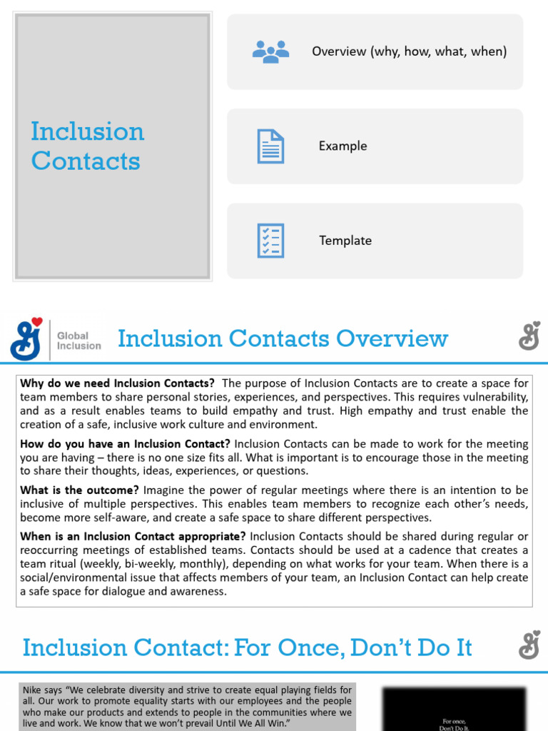 What Are and How To Use Inclusion Contacts 720 | PDF | Empathy | Psychology