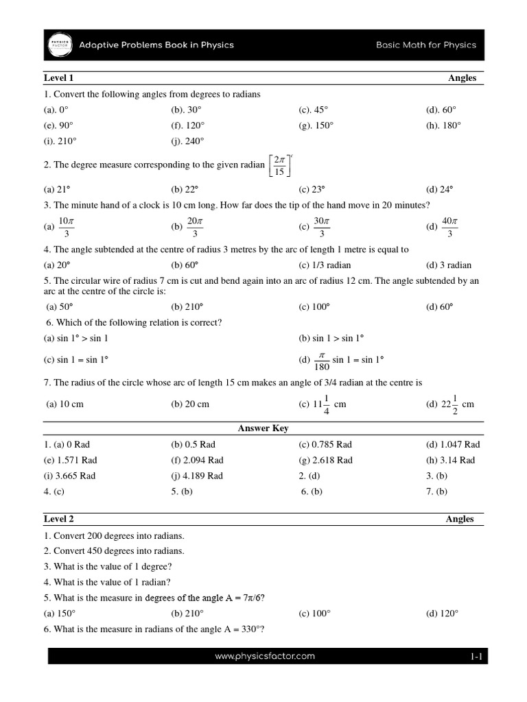 1 Basic Math For Physics 21 Pages | PDF | Angle | Geometric Measurement