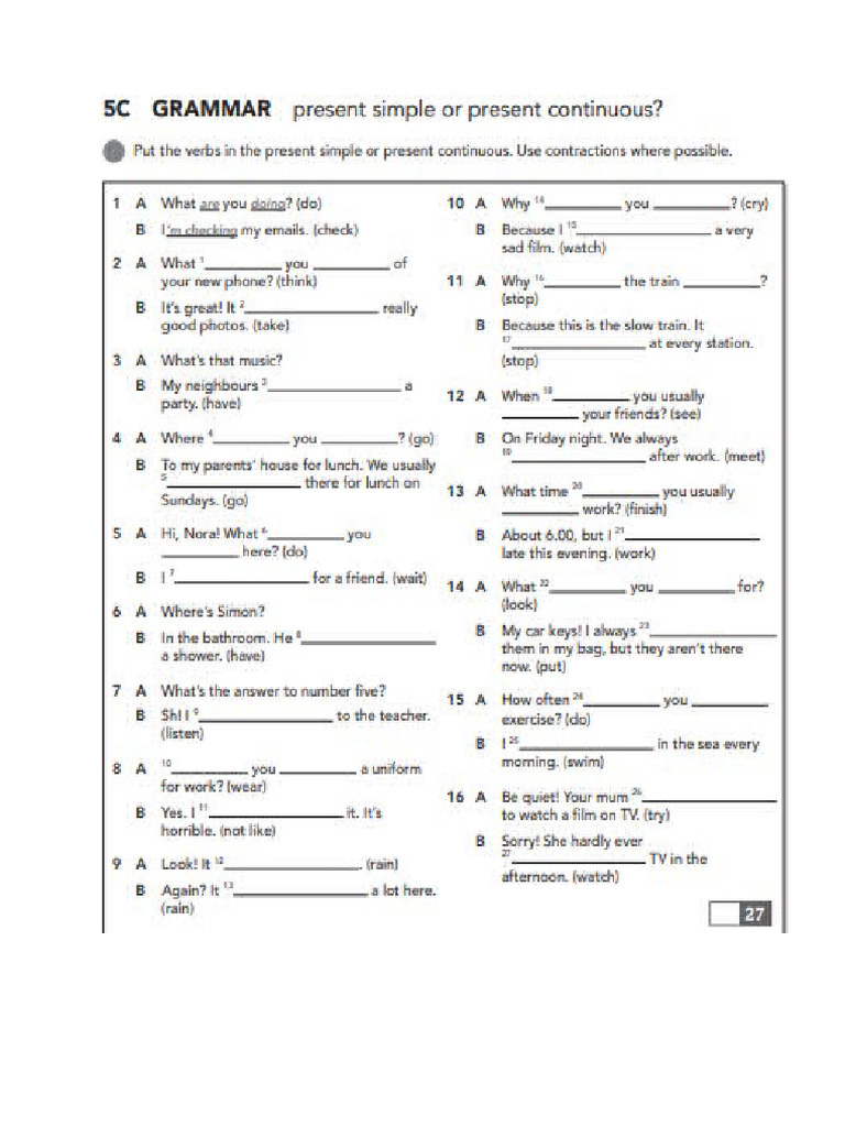 2023-2024 portfolio 2; 'Grammar, 'Simple Present & Pr. Cont.' | PDF